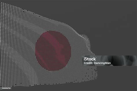 회색 배경에 빛나는 도트 웨이브로 만든 일본 고립 된 국기의 좋은 현대 그림어떤 잔치 국기 3d 그림 0명에 대한 스톡 사진 및