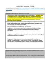 Code Of Ethics Assignment Docx Code Of Ethics Assignment Points Complete The