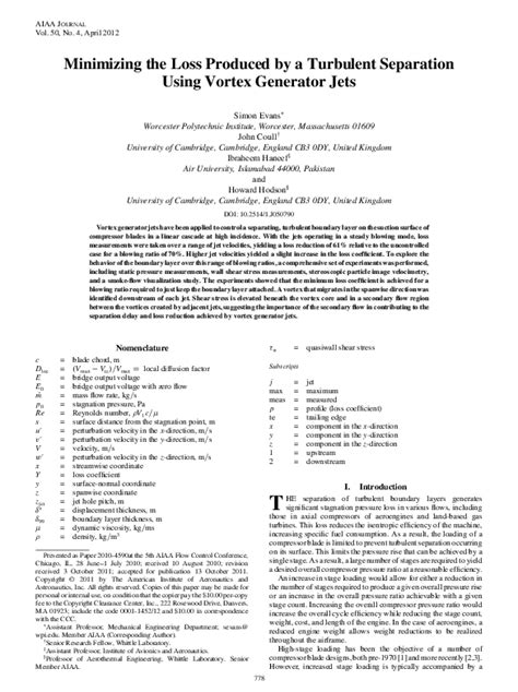 Pdf Minimizing The Loss Produced By A Turbulent Separation Using