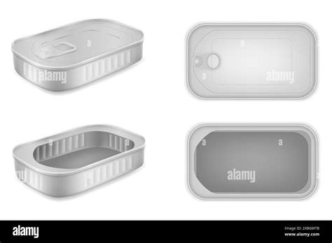 Metal Rectangular Jar For Products Vector Illustration Isolated On