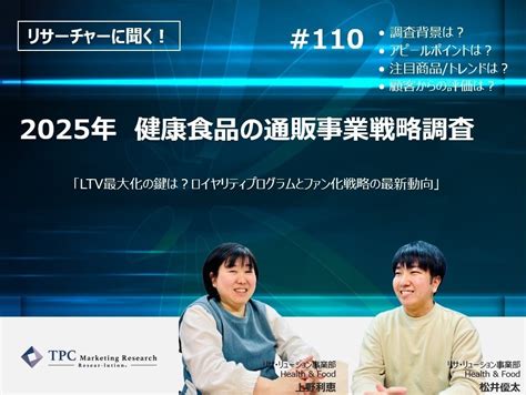 リサーチャーに聞く！＃110 『2025年 健康食品の通販事業戦略調査』調査のポイント Tpcマーケティングリサーチ株式会社