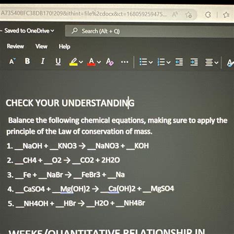 Check Your Understanding Balance The Following Chemical Equations