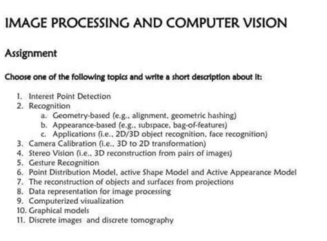 Solved Image Processing And Computer Vision Assignment Chegg