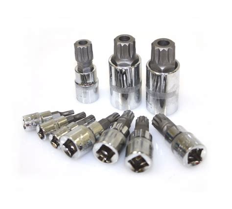 10pc Xzn 12 Point Mm Triple Square Spline Bit Socket Set Tamper Proof