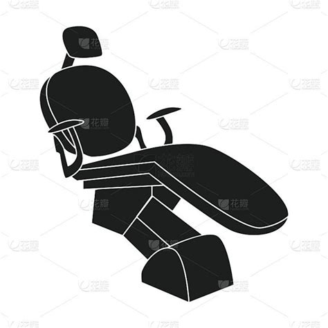 牙科椅图标在黑色风格孤立的白色背景牙科保健符号股票矢量插图