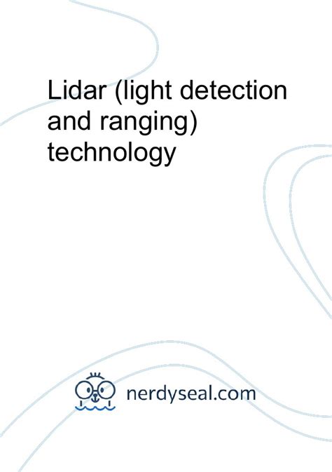 Lidar Light Detection And Ranging Technology 753 Words Nerdyseal
