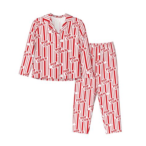 Daiia Popcorn 1 For Womens Long Sleeved Pajama Set Soft
