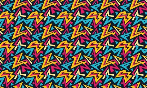 Graffiti Geometric Shapes Seamless Pattern For Wallpaper Background