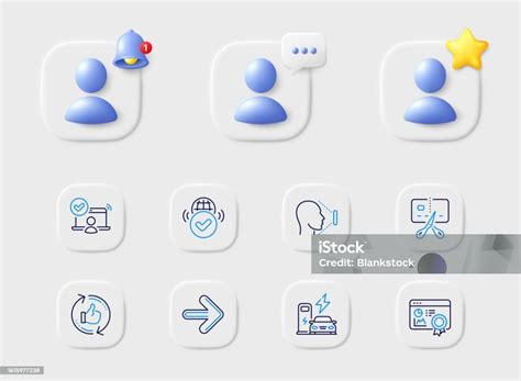 Refresh Like Face Id And Verified Internet Line Icons For Web App Printing Vector Stock
