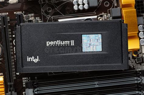 Russia Moscow January 11 2025 Intel Pentium Ii Mmx Slot 1 Cpu On A Pc Motherboard Editorial