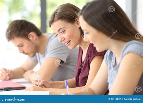 Classmates Talking During A Class In A Classroom Stock Image Image Of Boring Girls 97119607