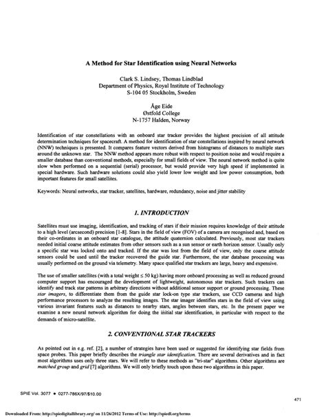 pdf method for star identification using neural networks