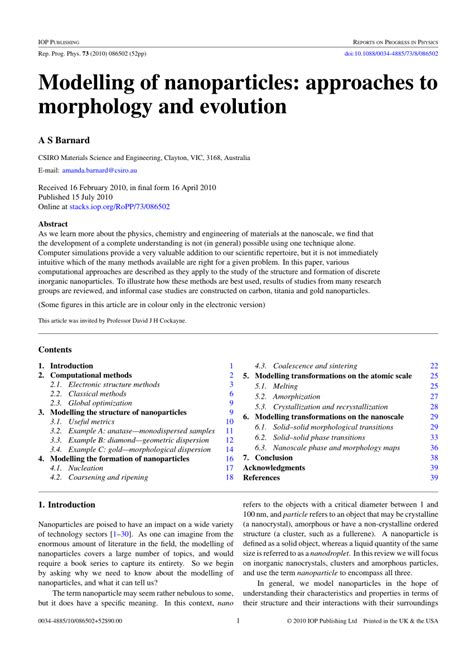 Pdf Modelling Of Nanoparticles Approaches To Morphology And Evolution