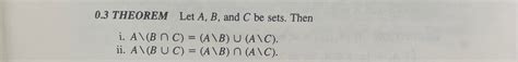 Solved THEOREM Let A B And C Be Sets Chegg Com