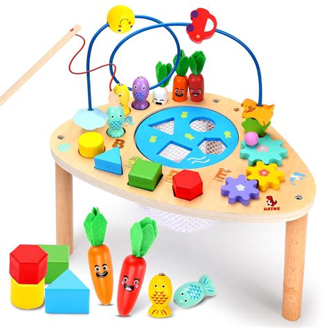 Oathx Activity Table For 1 Year Old 6 In 1 Wooden Montessori Activity