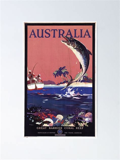 Vintage Australian Tourism Great Barrier Reef Poster For Sale By