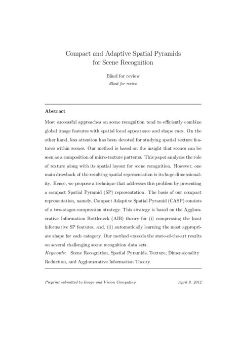 Pdf Compact And Adaptive Spatial Pyramids For Scene Recognition