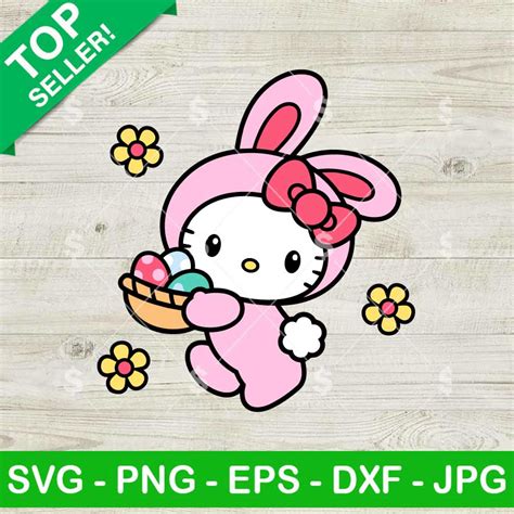Hello Kitty Bunny Ear Svg Hello Kitty Easter Day Svg Easter Kitty Svg