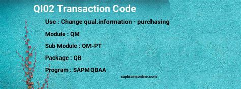 Qi Sap Tcode For Change Qual Information Purchasing