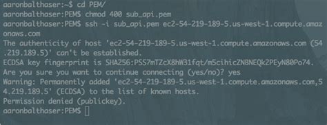 amazon web services aws ssh into instance giving permission denied