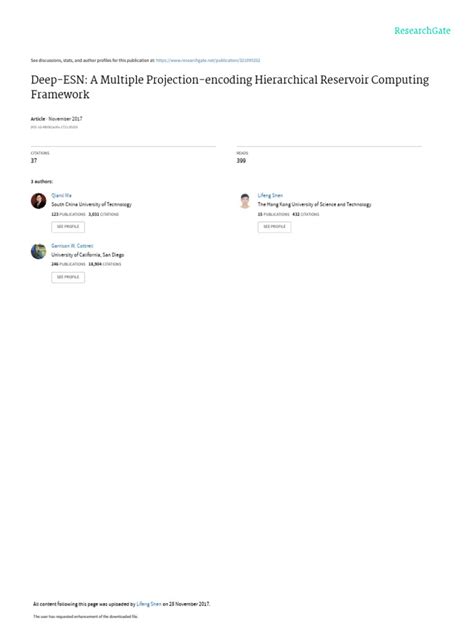 Deep Esn Hierarchical Reservoir Computing Pdf Artificial Intelligence Intelligence Ai
