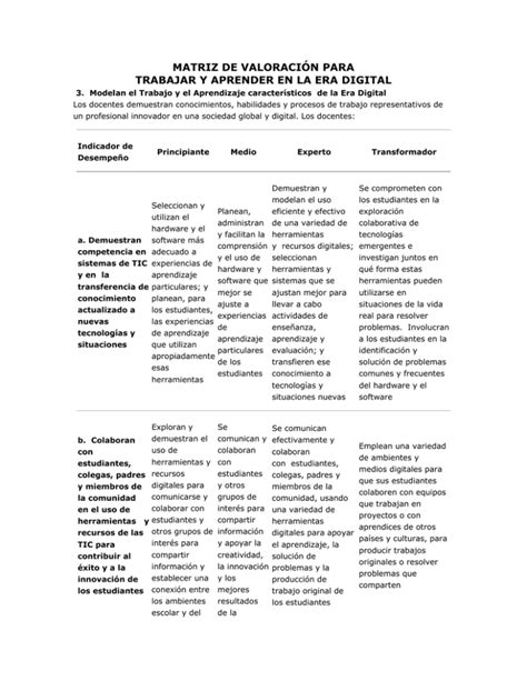 MATRIZ DE VALORACI N PARA