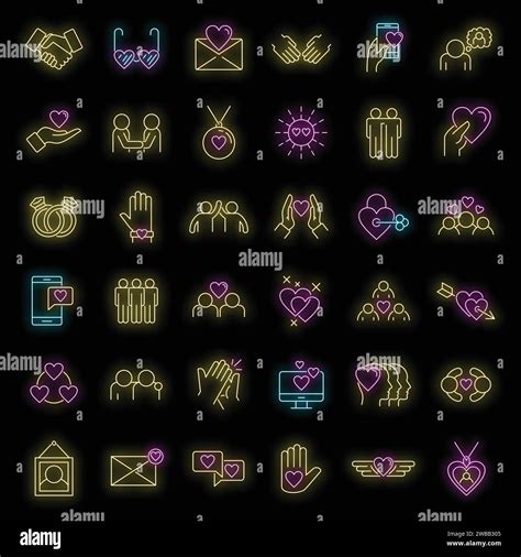 Affection Icons Set Outline Set Of Affection Vector Icons Neon Color