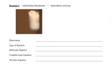 Solved Reaction 3 Solid Sodium Bicarbonate Hydrochloric