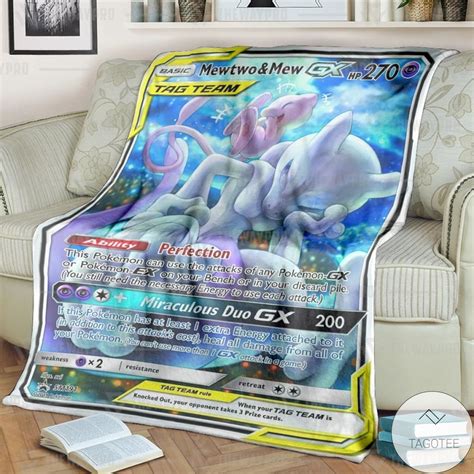 Anime Pokemon Mewtwo And Mew Custom Blanket Pixeltee