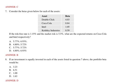 Solved Explanation Please Answer C 7 Consider The Betas Given