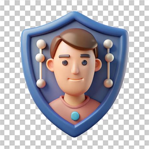 3d Face Recognition Illustration On Shield Concept Of Facial