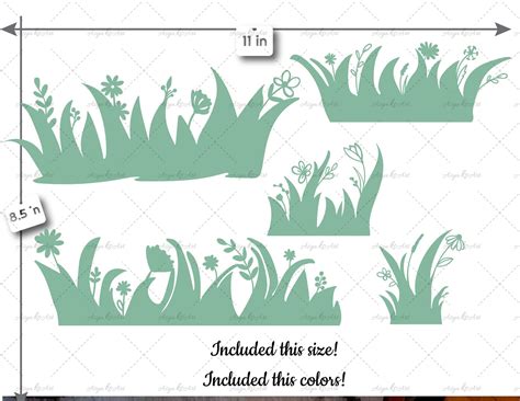 Svg Easter Grass Silhouette Flowers Svg For Cricut Grass Cut File