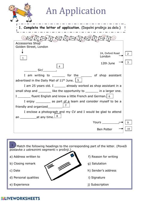 Job Applocation Worksheet Live Worksheets