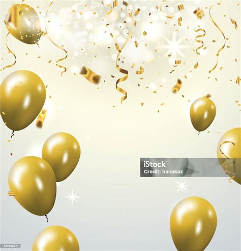 골든 풍선와 뱀 축 하 파티 배너입니다 인사말 초대장 카드 또는 전단지입니다 배경 주제에 대한 스톡 벡터 아트 및 기타 이미지 배경 주제 50주년 결혼 기념 색