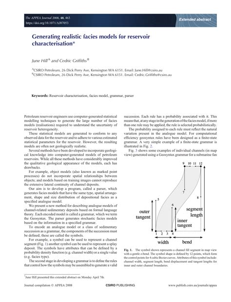 pdf generating realistic facies models for reservoir characterisation