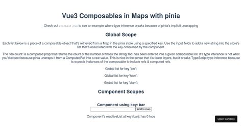 Pinia With Composables In Map Forked Codesandbox