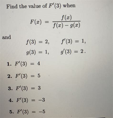 Solved Find The Value Of F When F X F X G X F X And Chegg Com
