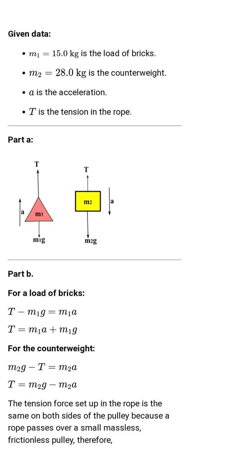 a 15 0 kg load of bricks hangs from one end of an inextensible rope that passes over a small