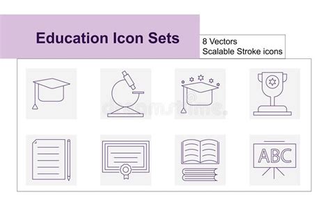 Education Editable Stroke Line Icon Set Vector Graphics Stock Vector