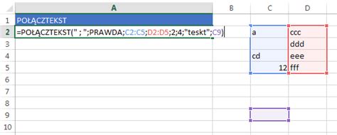 Funkcja POŁĄCZ TEKSTY przed Excelem odcinek