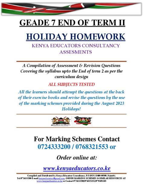 Grade 7 Jss Endterm 2 Holiday Assignment Booklet Pdf