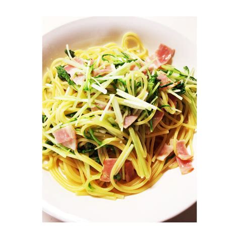 【簡単】水菜とベーコンの和風パスタ By 55py 【クックパッド】 簡単おいしいみんなのレシピが358万品
