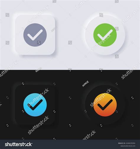 Check Mark Icon Set Multicolor Neumorphism Stock Vector Royalty Free Shutterstock
