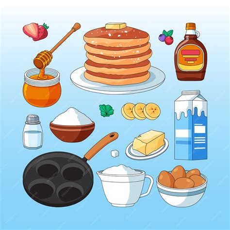 팬케이크 데이를 위한 손으로 그린 디자인 요소 컬렉션 무료 벡터