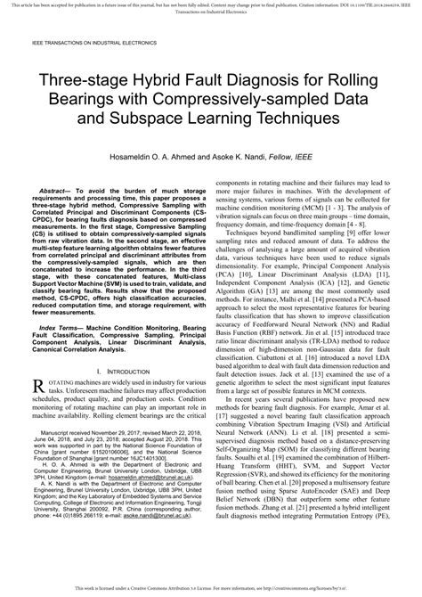 Pdf Three Stage Hybrid Fault Diagnosis For Rolling Bearings With