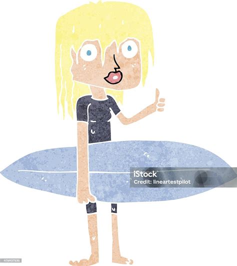 Cartoon Surfer Girl Stock Illustration Download Image Now Adult