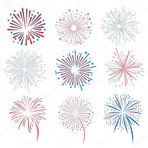 Vector Fireworks On White Stock Vector TopVectors 79036964