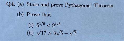 Solved Q4 A ﻿state And Prove Pythagoras Theorem B