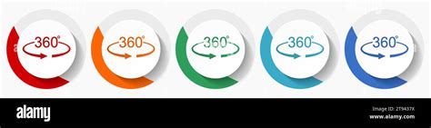 Panorama Vector Icon Set Flat Design Colorful Round Icons In