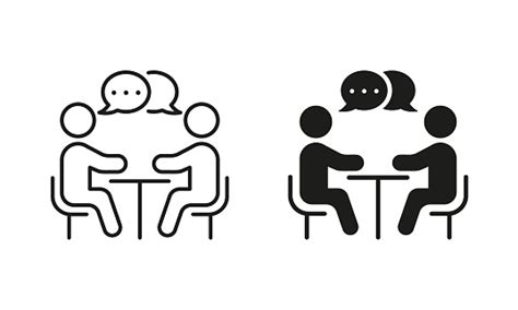인적 자원 실루엣과 선 아이콘 세트 면접 회의 픽토그램 채용 관리 작업 아이콘 찾기 고용주 고용 직원 편집 가능한 획 고립된 벡터 그림 아이콘에 대한 스톡 벡터 아트 및
